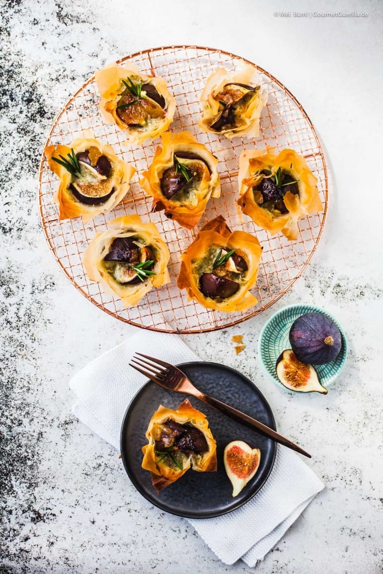 Feigen mit Blue Stilton und einem Hauch Chutney im Filoteig. Und: Wie ...
